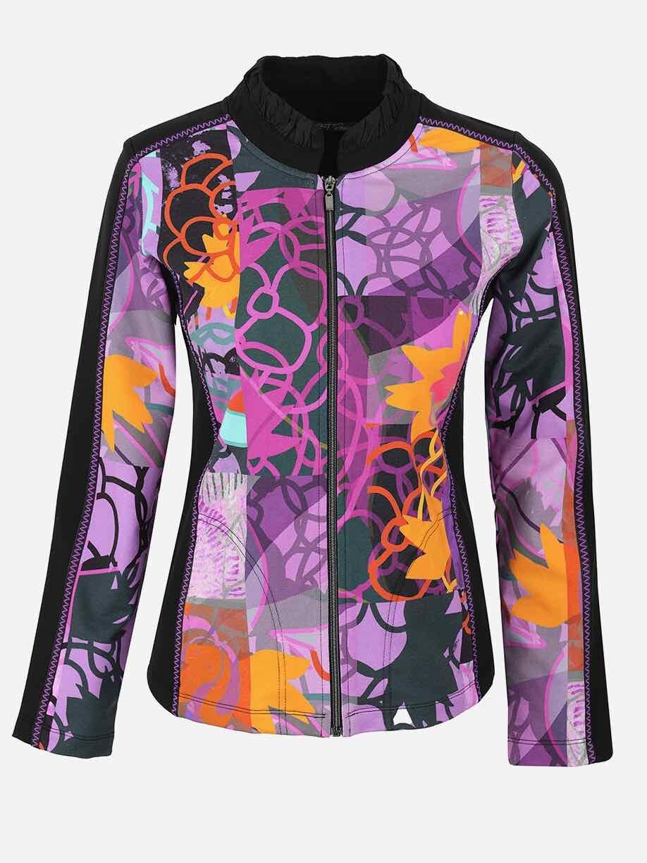 Simply Art Dolcezza: Digital Geometry Abstract Art Zip Jacket - Wild Curves