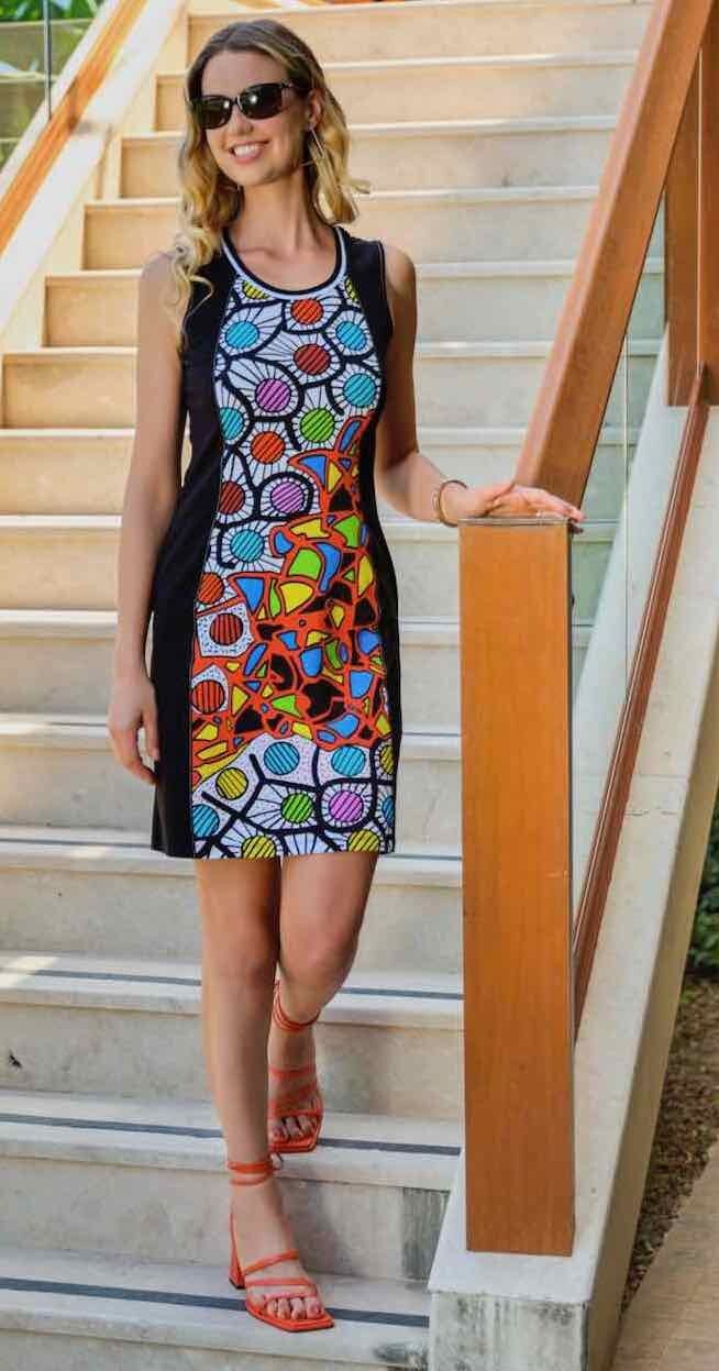 Simply Art Dolcezza: Mistral X3 Contrast Abstract Art Dress - Wild Curves