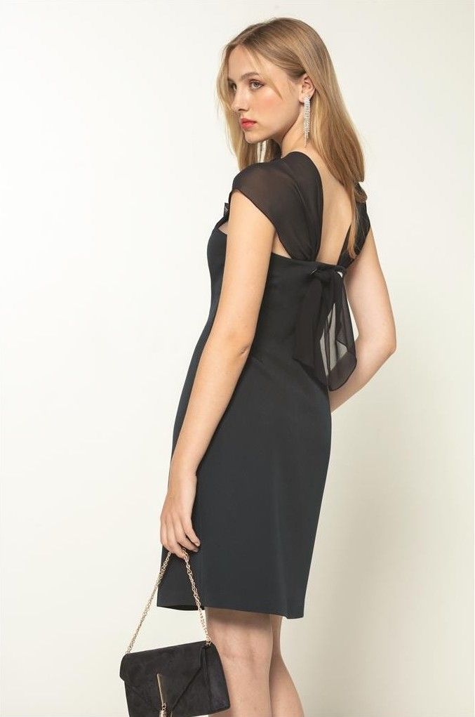 Paul Brial: Little Black Chiffon Tied Dress - Wild Curves