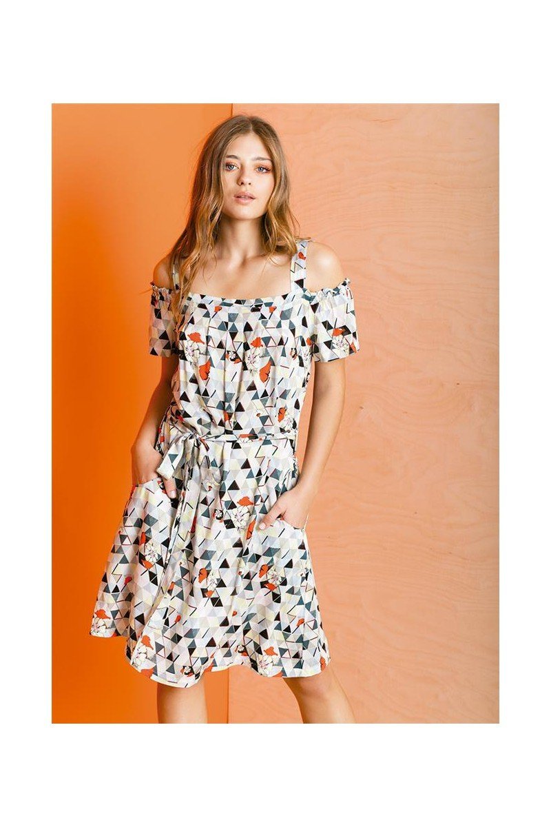 Maloka: Cold Shoulder Daisy Diamond Midi Sundress - Wild Curves