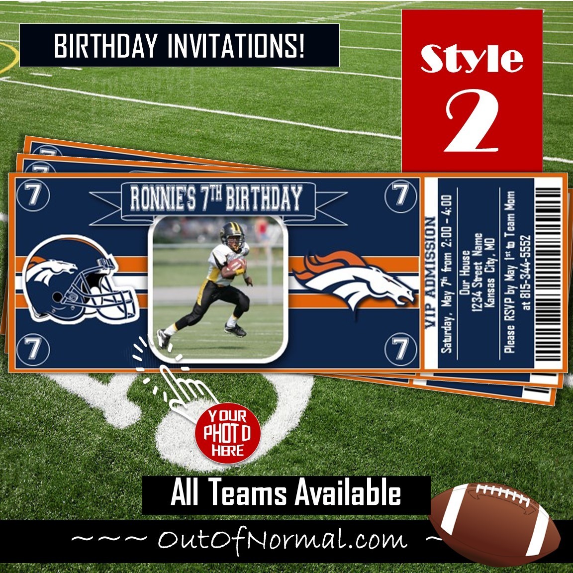 Denver Broncos NFL Football Photo Ticket Horizontal