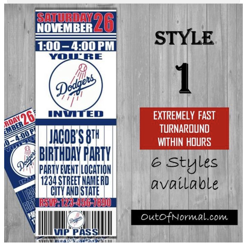 Los Angeles Dodgers World Series Ticket Invitation