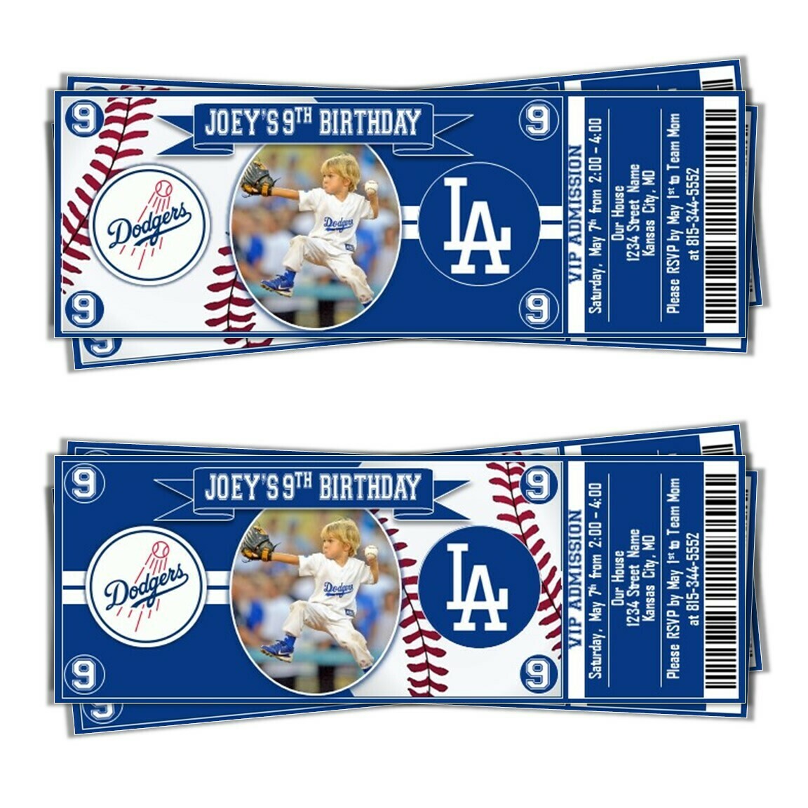 Los Angeles Dodgers LA Photo Baseball Ticket Horizontal