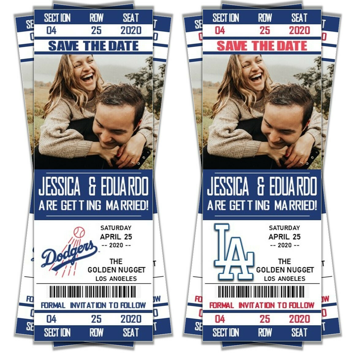 Los Angeles Dodgers Save The Date Party Baseball Ticket Portrait