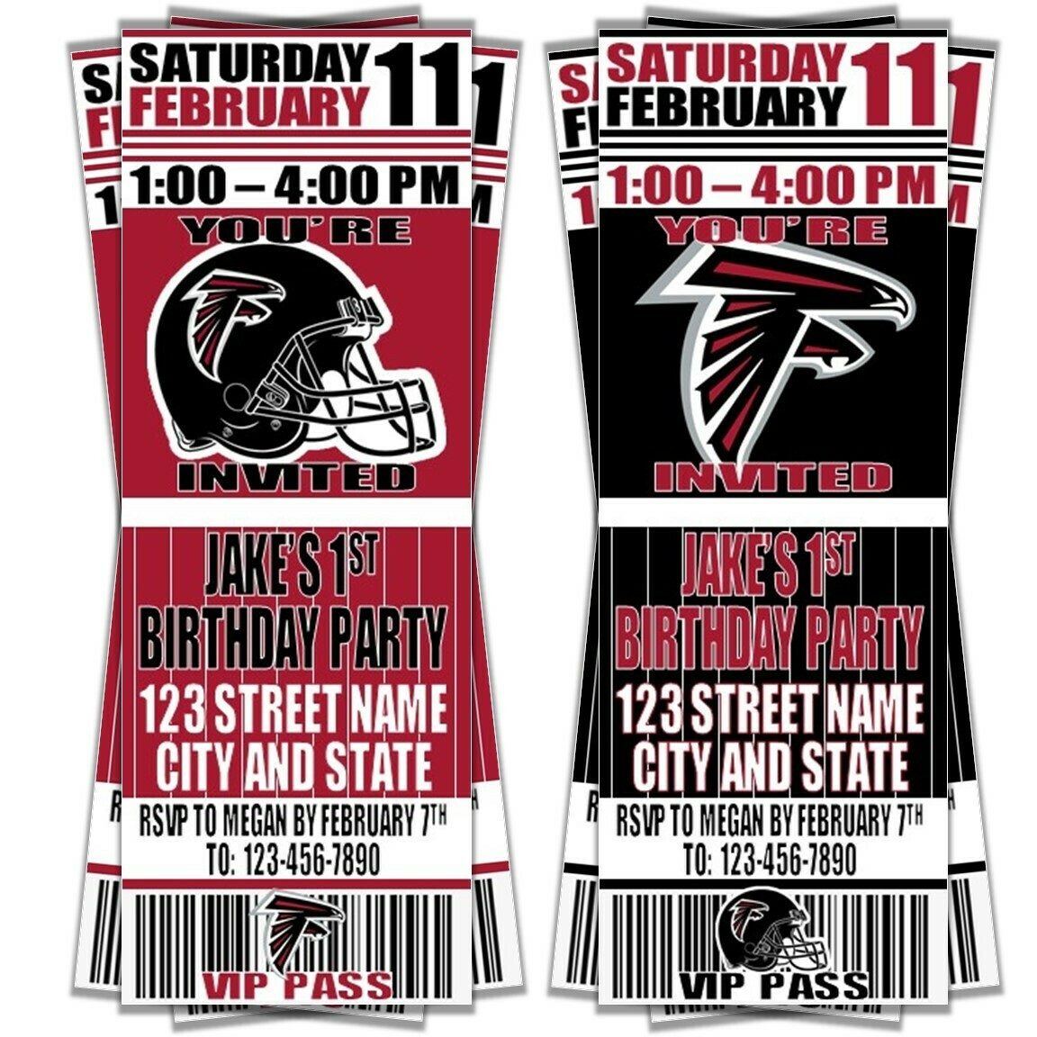 Atlanta Falcons NFL Football Ticket Style Invitation