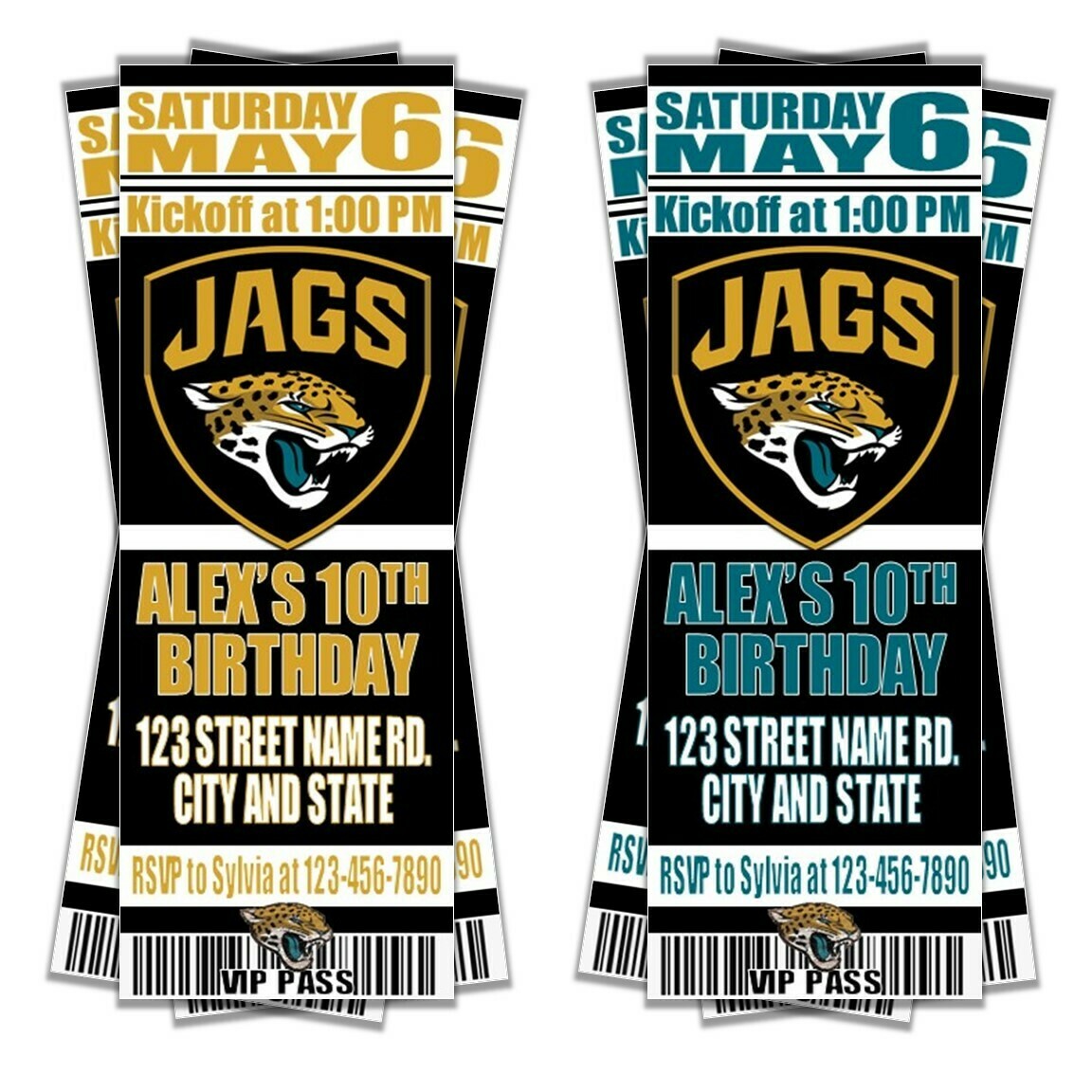 Jacksonville Jaguars NFL Football Ticket Style Invitation