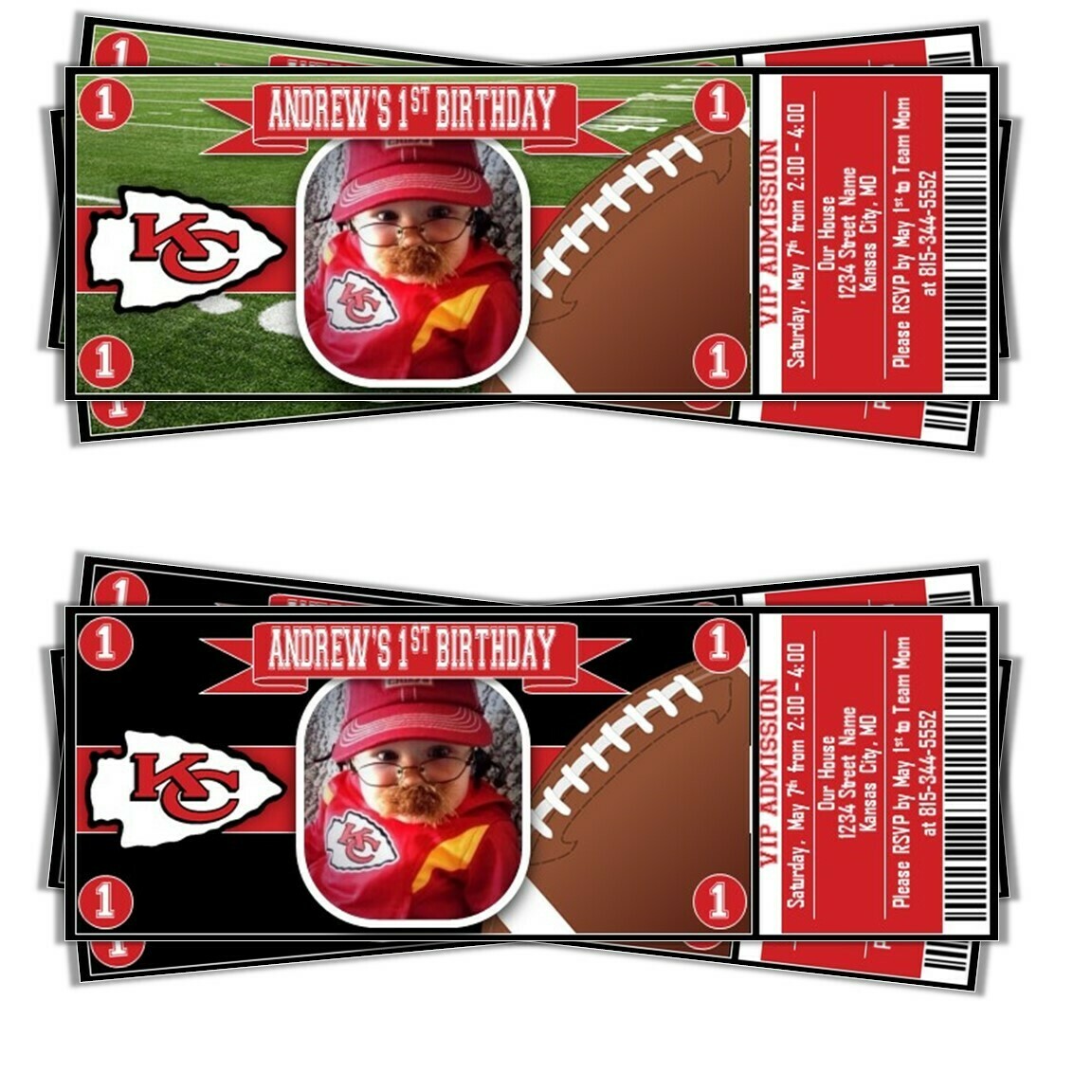 Kansas City Chiefs KC NFL Football Photo Ticket Horizontal