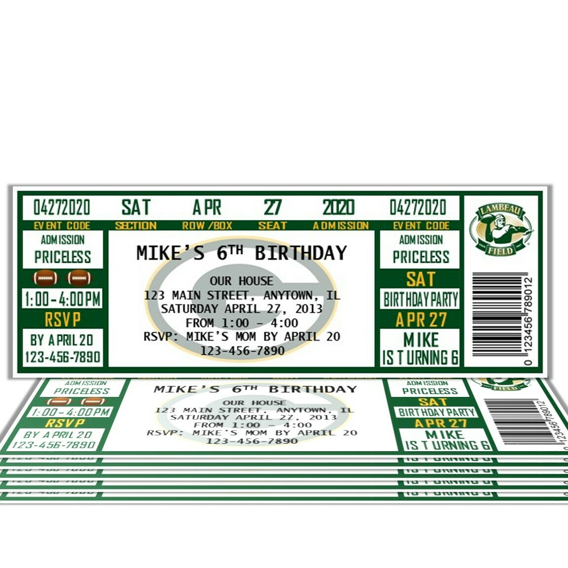 Green Bay Packers NFL Football VintageTicket Horizontal