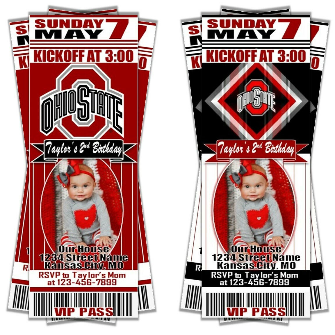 Ohio State Buckeyes Photo Ticket Style Invitation
