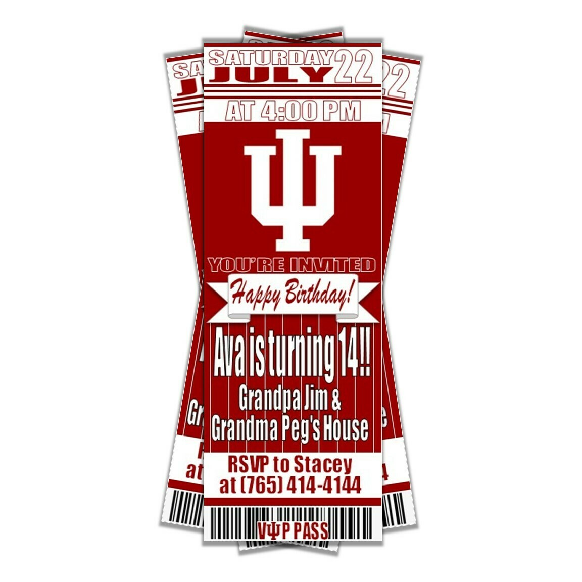 Indiana University IU Hoosiers College Birthday party Invitation