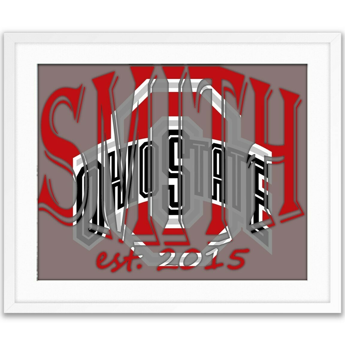Ohio State Buckeyes OSU College Football Custom Name Art Gift Xmas Present