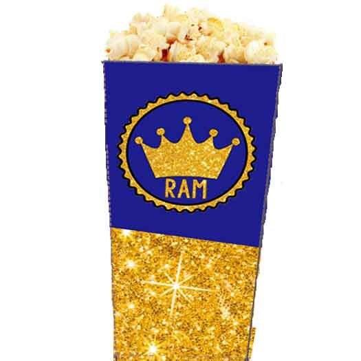 Personalized Royal Prince Birthday Popcorn Boxes (10 Pcs)