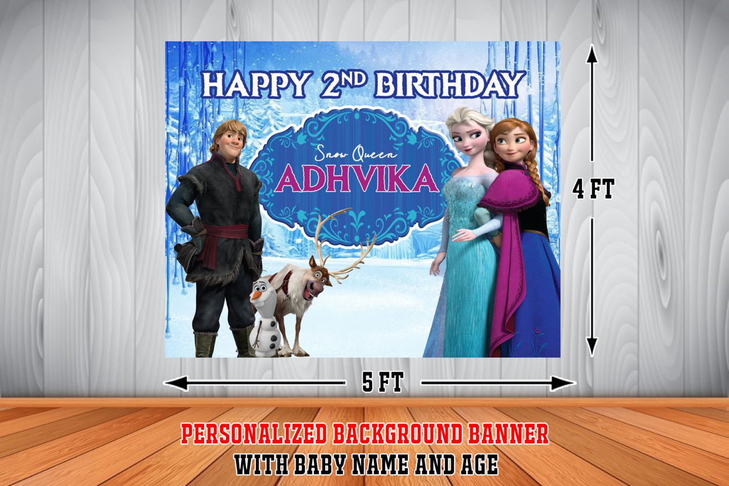 Personalized Frozen Elsa Birthday Backdrop / Background Banner #2 (4ft ...