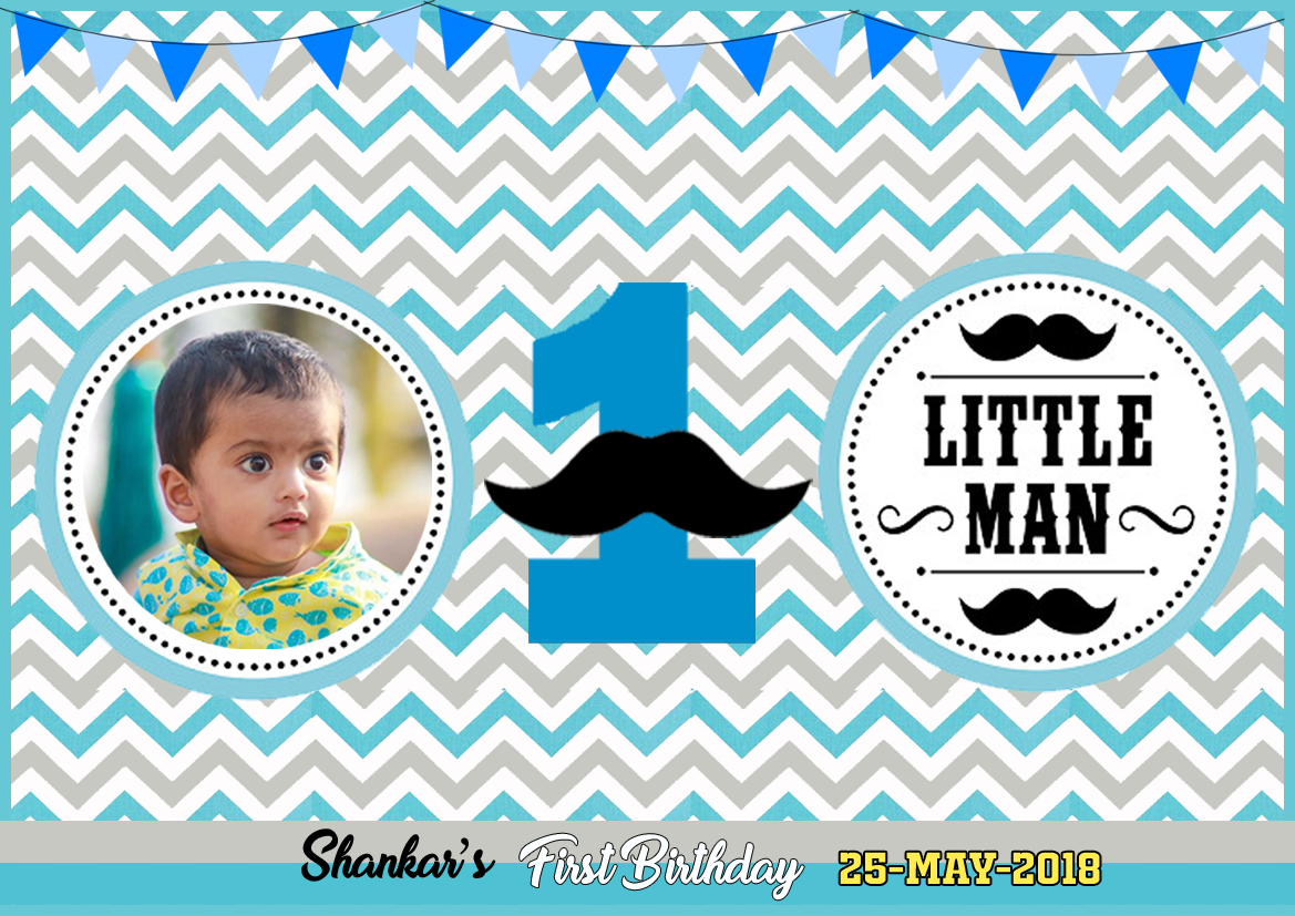 Personalized Little Man Birthday Backdrop Pic Banner (4ft x 5ft)