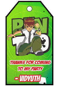 Personalized Ben 10 Birthday Thank you Tags (24 Pcs)