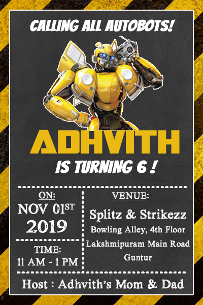 Personalized BumbleBee Birthday Invitation Cards (16 Pcs)