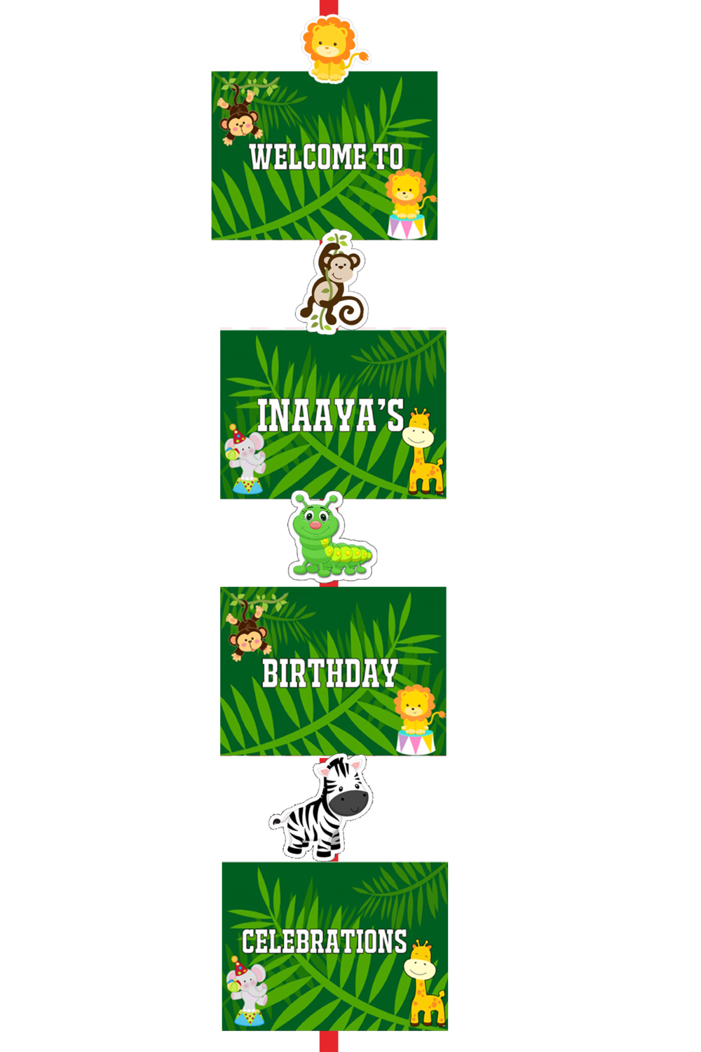Personalized Jungle Birthday Door / Welcome Banner (5ft)