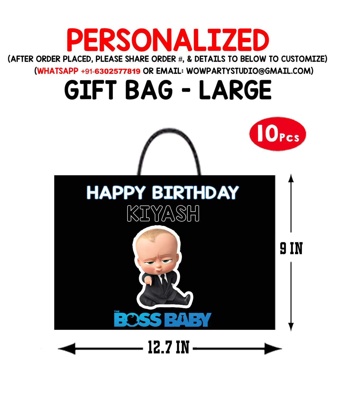 Personalized Boss Baby Party Return Gift Bag Large(10Pcs)