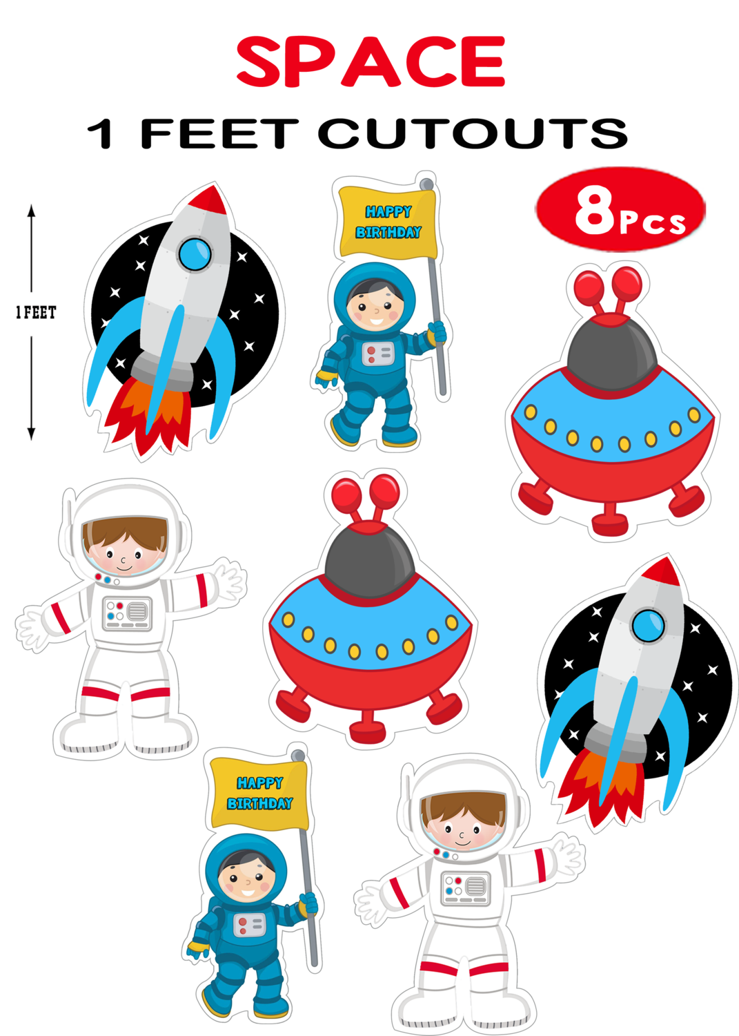 Space Cutouts (1ft) - 8 Pcs