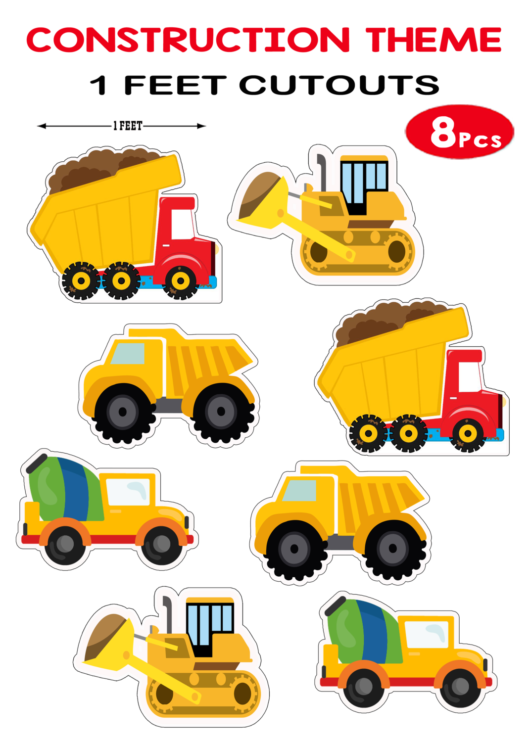 Construction Cutouts (1ft) - 8 Pcs