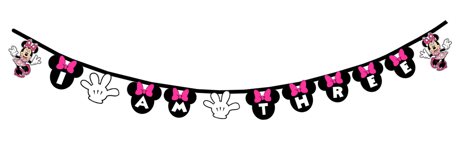 Minnie Mouse I am Three Birthday Bunting Banner
