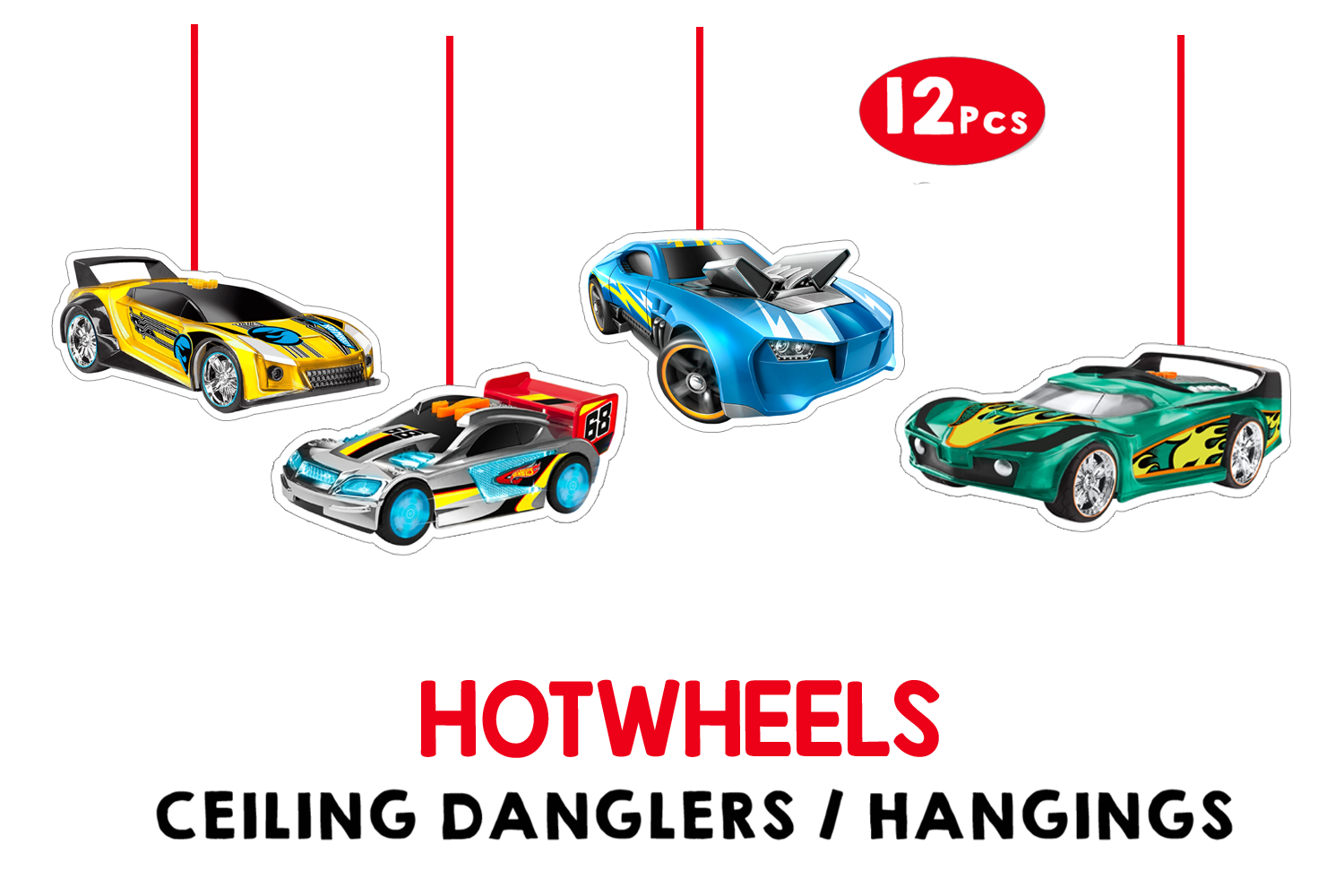 Hot Wheels Ceiling Hangings / Danglers (12 Pcs)
