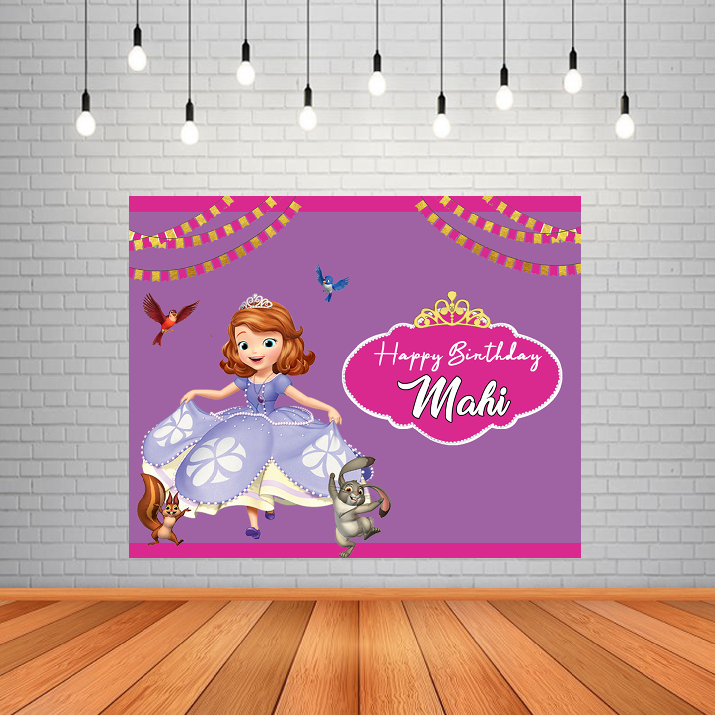 Personalized Sofia Birthday Backdrop Banner(4ft x 5ft)