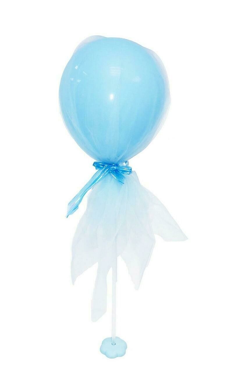 Powder Blue Tulle Balloon With Stand /1Pc