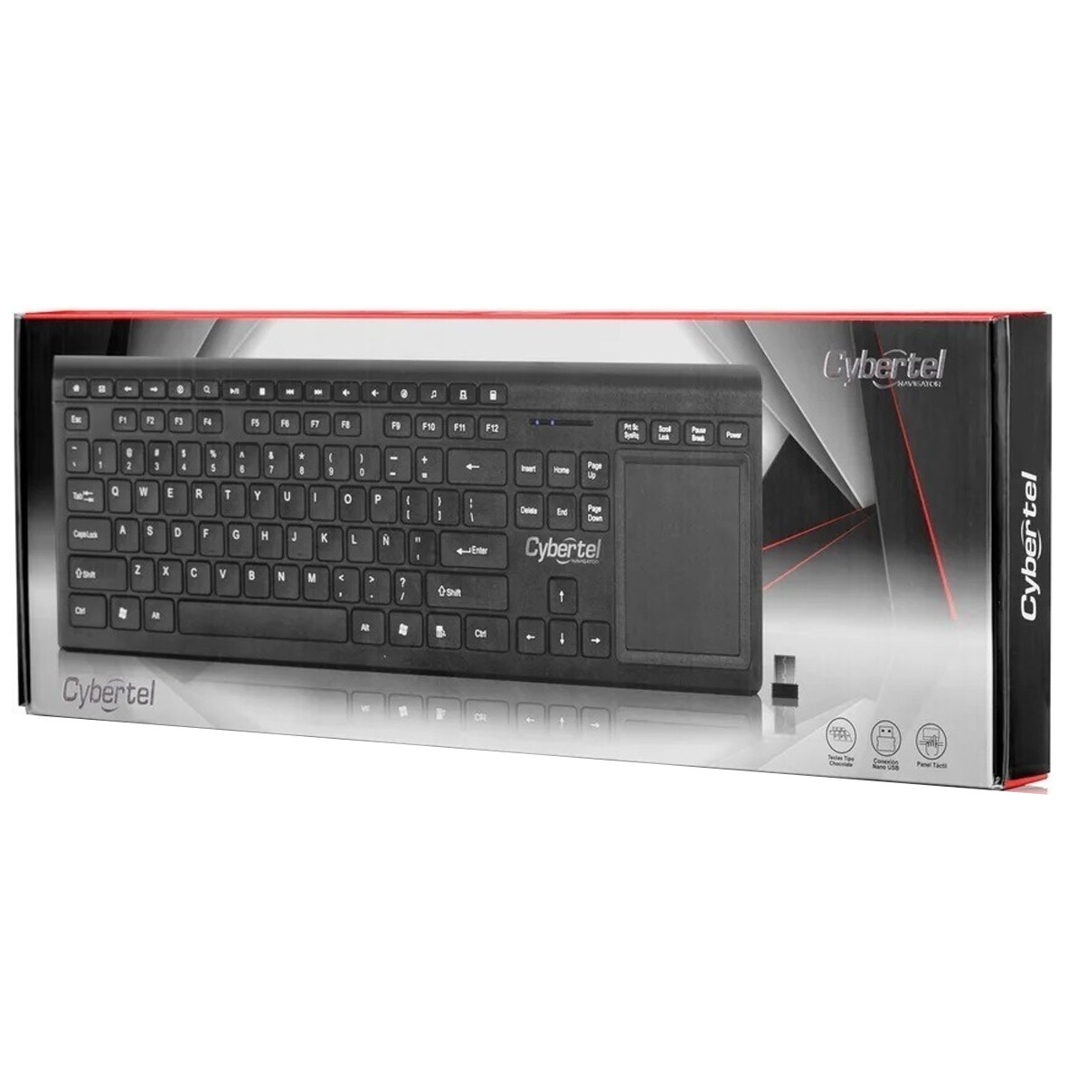 TECLADO NAVIGATOR INALAMBRICO CON TOUCH MOUSE CYBERTEL CYB K237