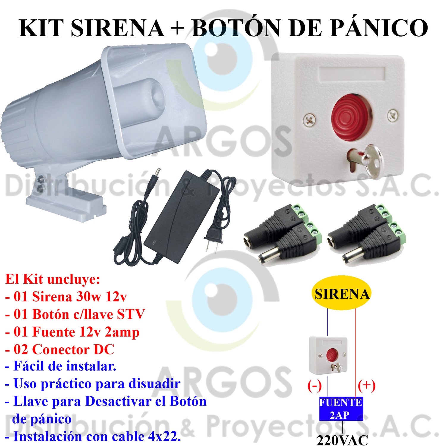 KIT BASICO BOTON DE PANICO Y SIRENA DISUASIVA