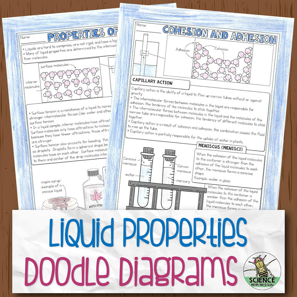 Properties of Liquids Chemistry Doodle Diagrams | Store - Science and ...