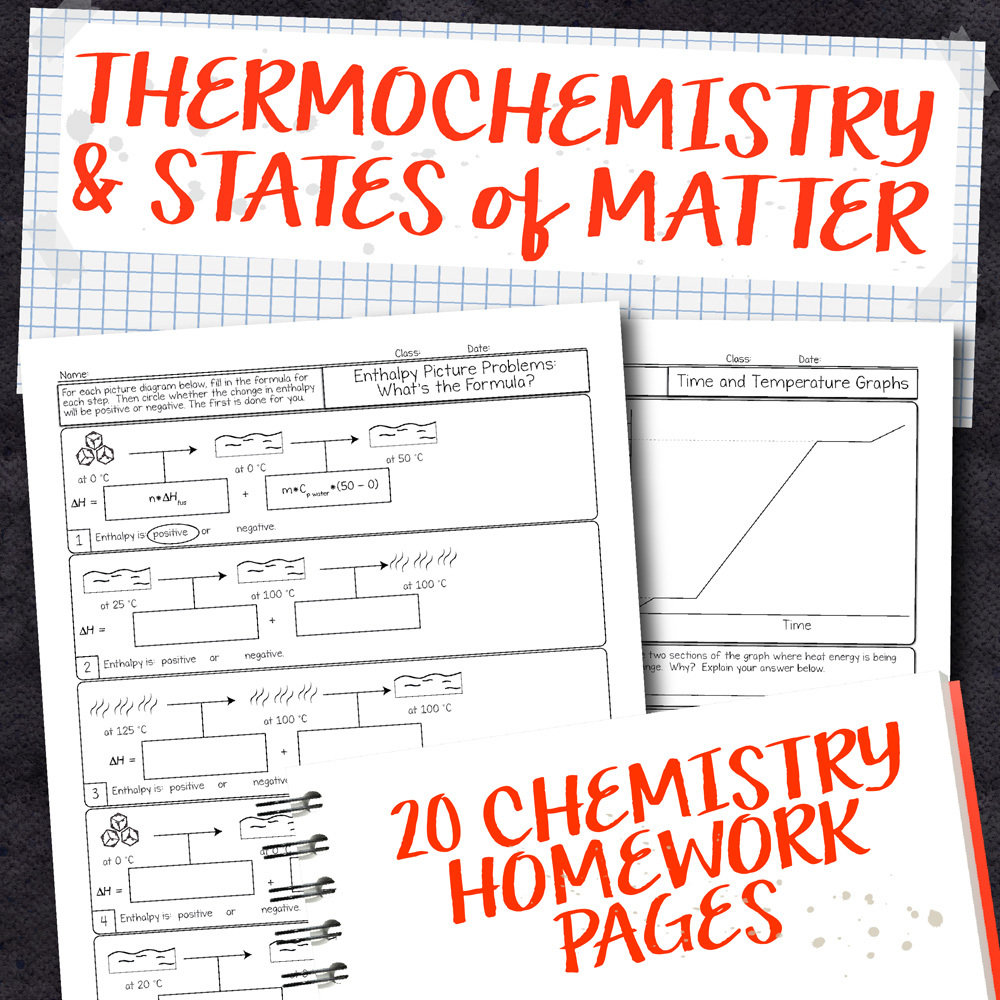 Chemistry Unit 11: Thermochemistry Homework Pages | Store - Science and ...
