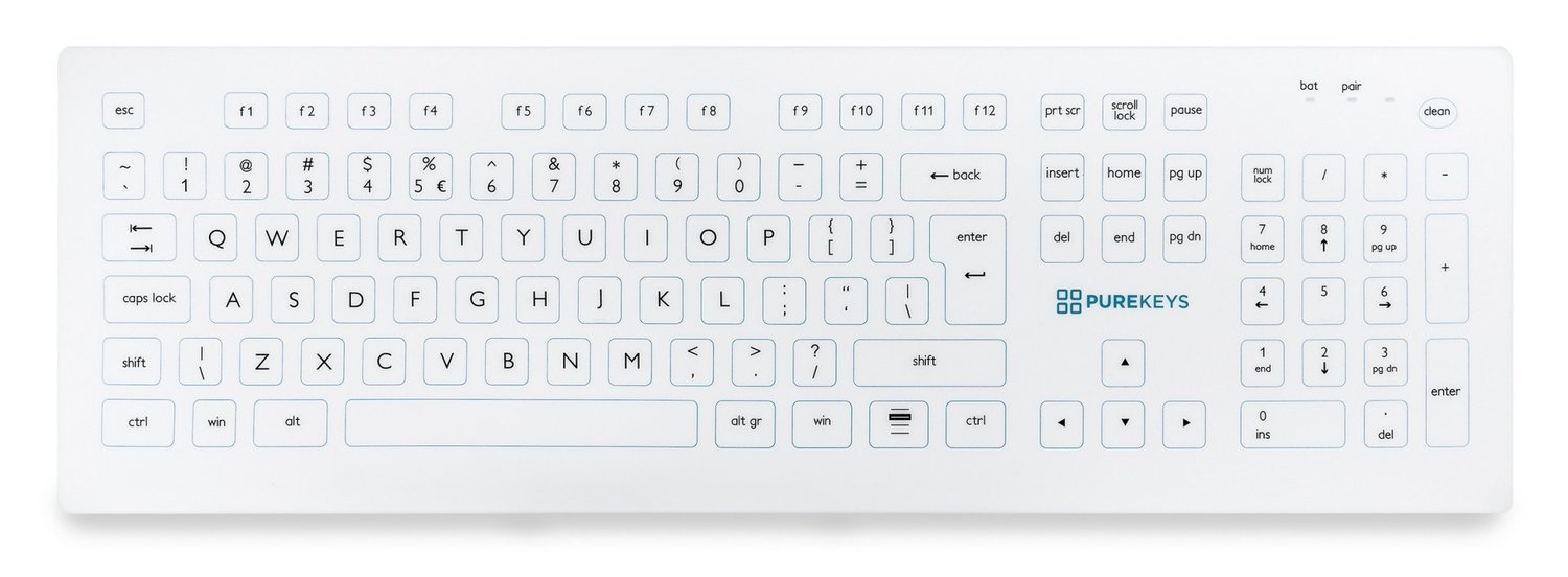 PUREKEYS KEYBOARD - WIRELESS - WHITE FULL SIZE