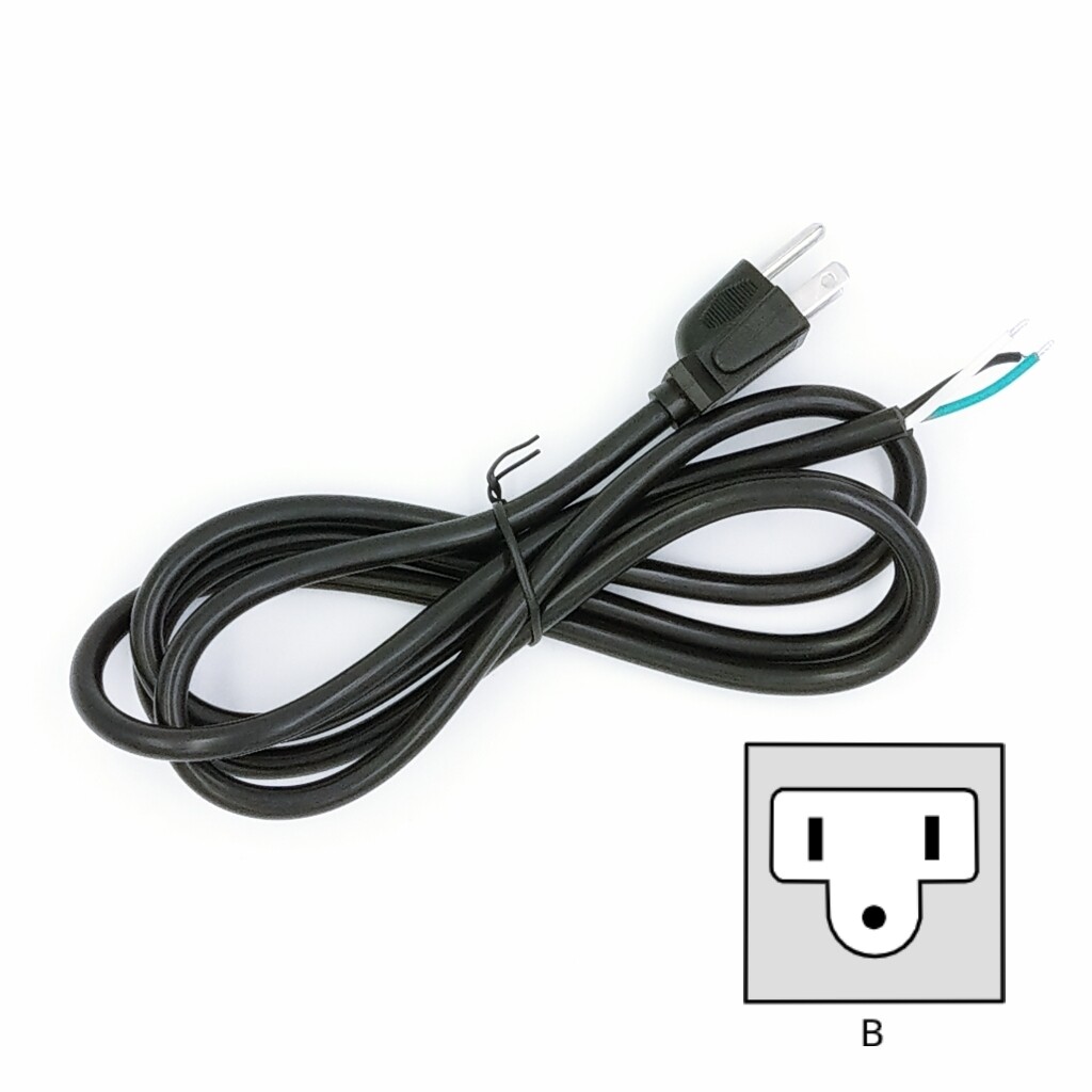 Power Cord, AC Power Plug, Type B, USA, grounded