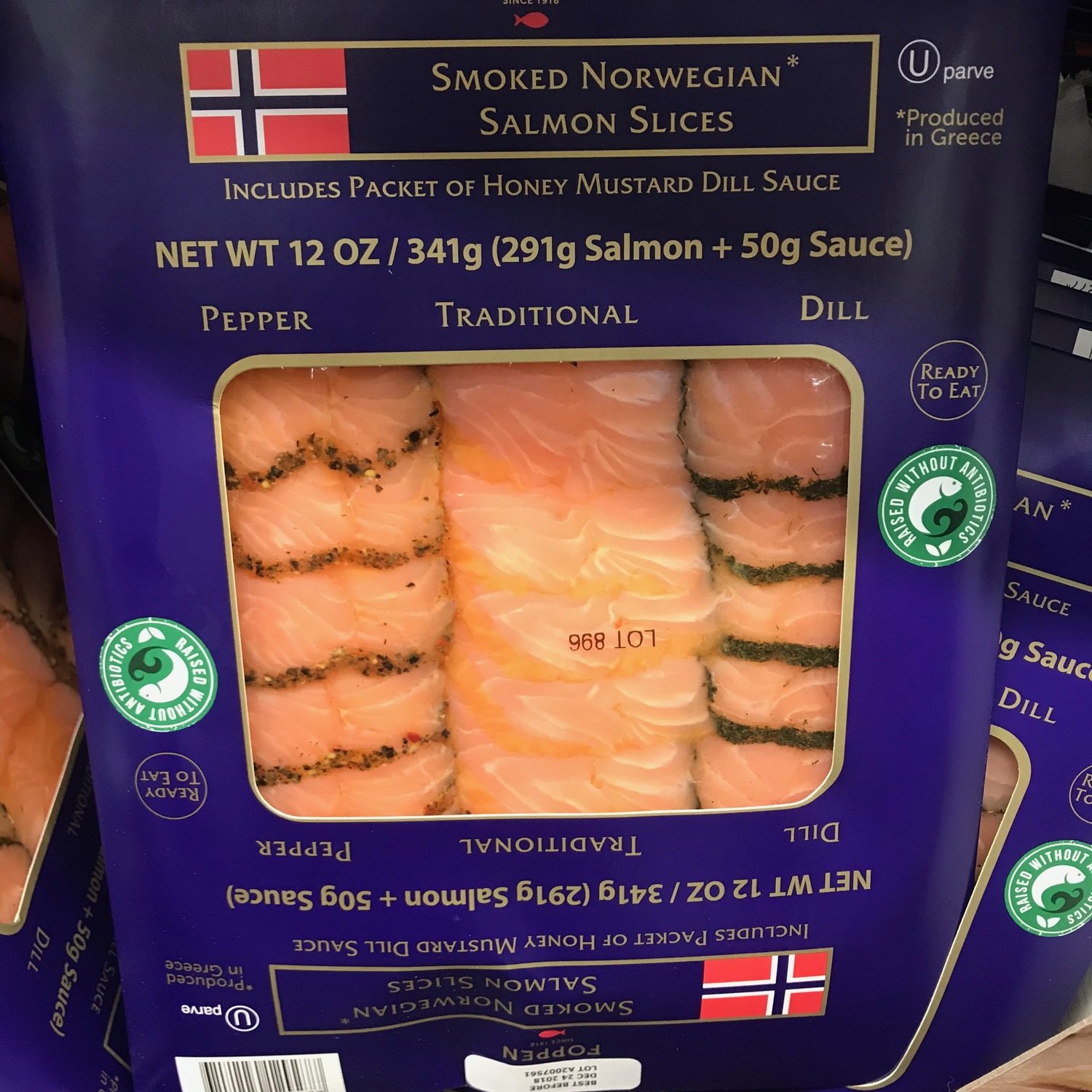 Foppen Norwegian Traditional, Dill, and Pepper Smoked Salmon Slices 12 oz