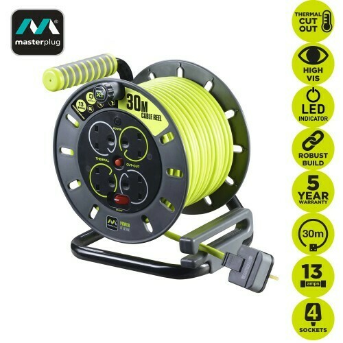 Masterplug 30M Pro-XT Open Reel Portable Extension Cable OMU30134SL-PX