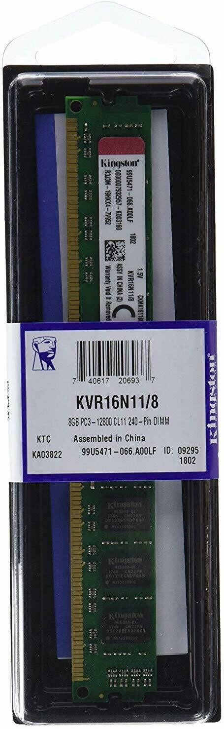 Kingston KVR16N11/8 8 GB 1600 MHz DDR3 Non-ECC CL11 240-Pin DIMM Value ...