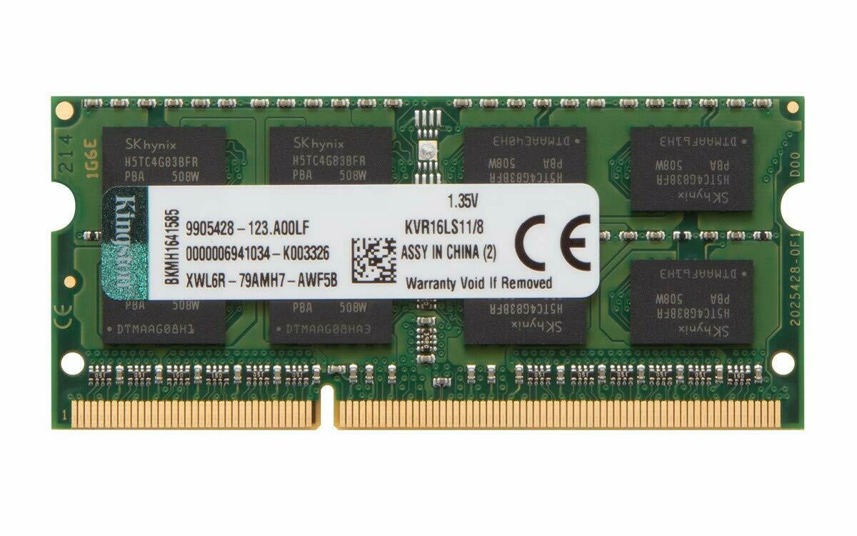 Kingston Technology 8GB 1600MHz DDR3L (PC3-12800) 1.35V Non-ECC CL11 SODIMM Intel Laptop Memory ...