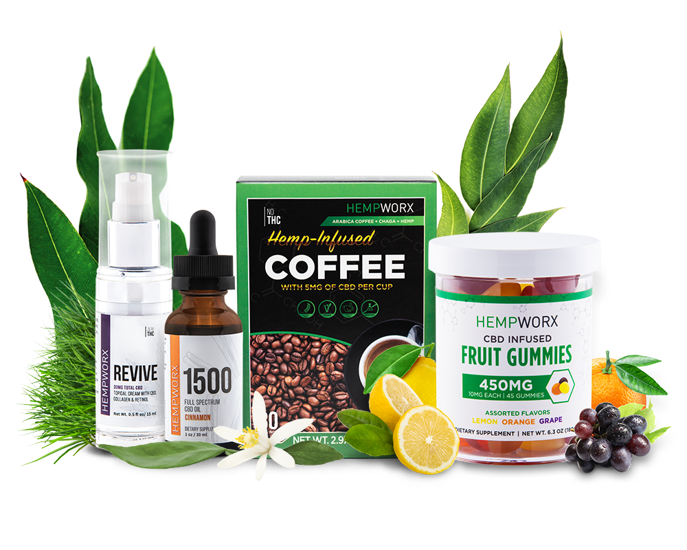 Hempworx, CBD Oil, Coffee, Gummies, Skin & Haircare