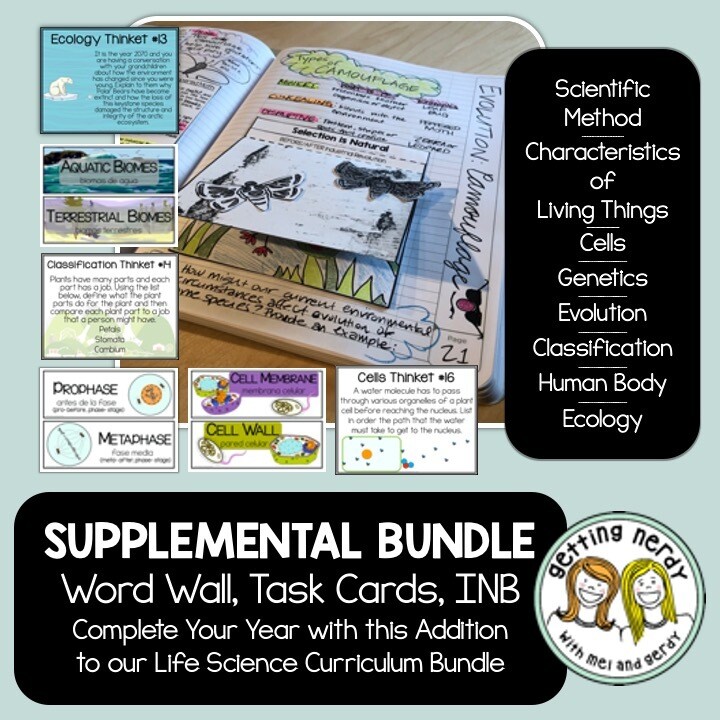 Life Science Supplemental Bundle - Interactive Notebook, Word Wall ...