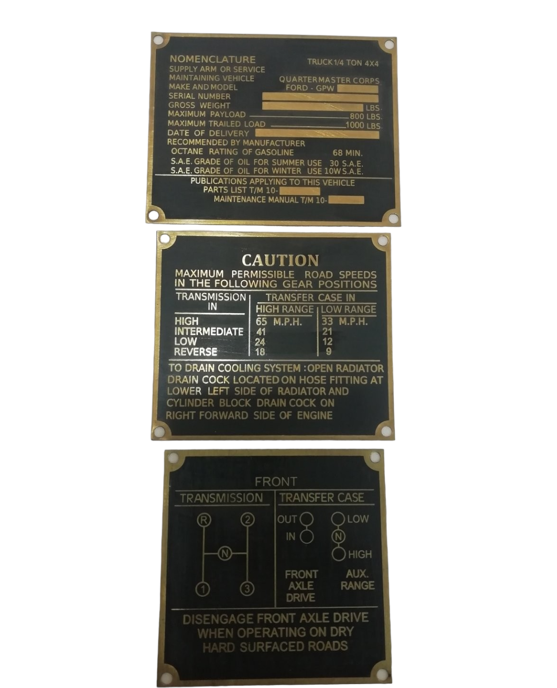 Data Plates and Decal Sets