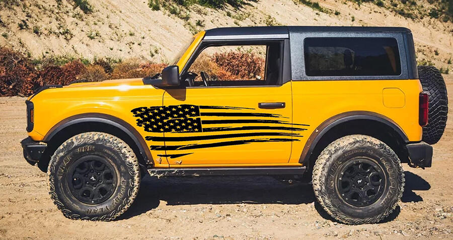 2021-up Ford Bronco Large Tattered Flag Vinyl Graphics – Vinyl Stripes ...