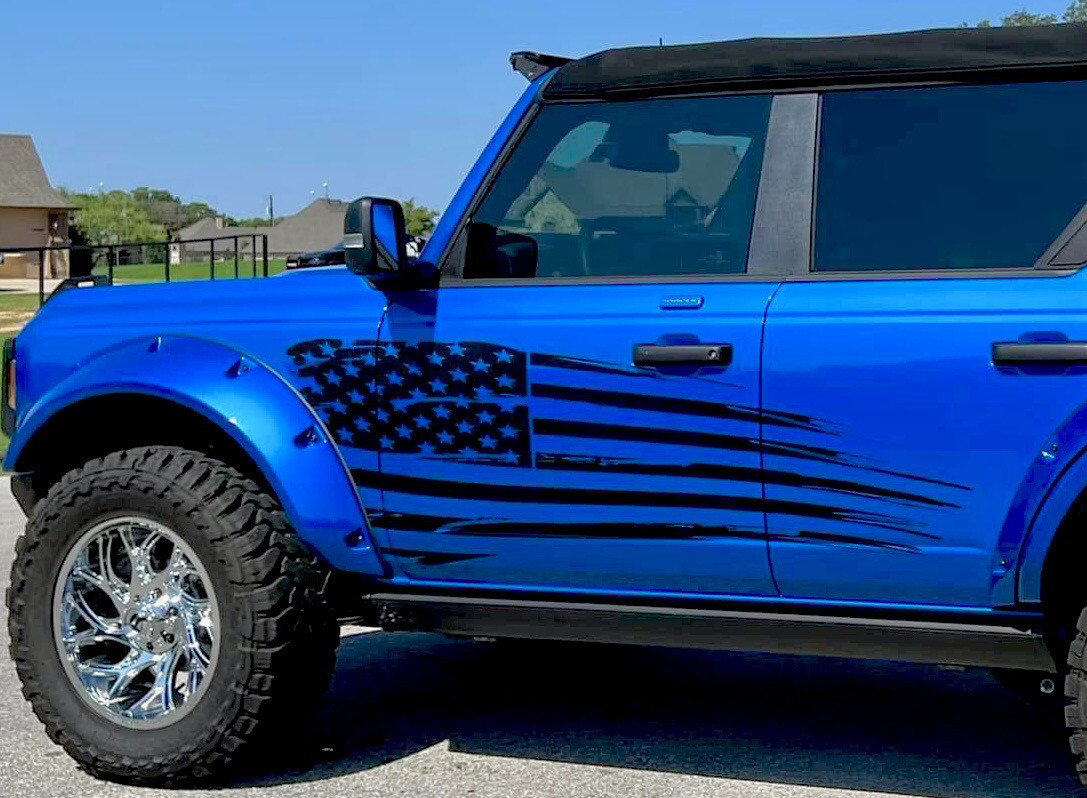 2021-up Ford Bronco Large Tattered Flag Vinyl Graphics