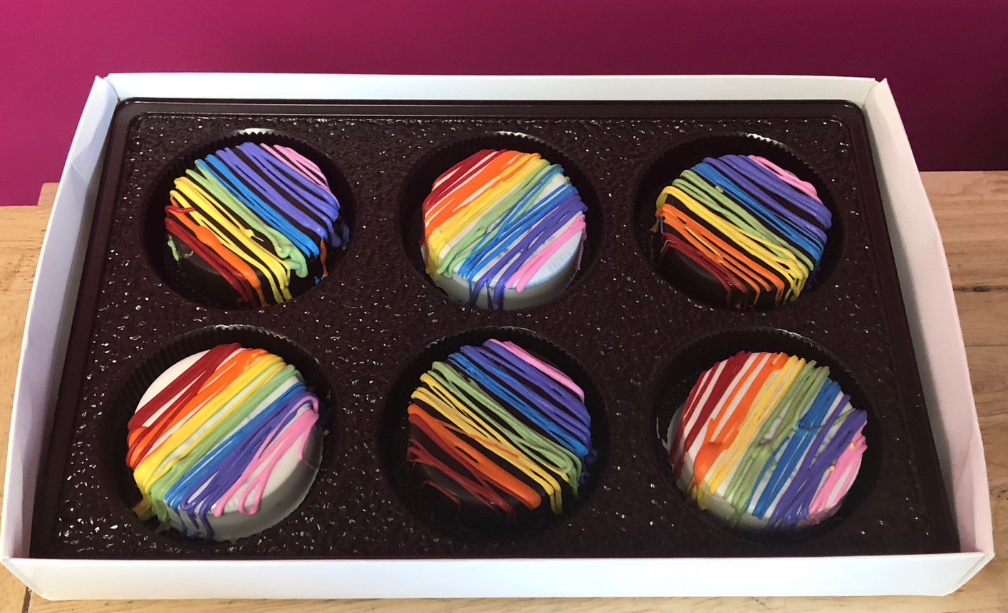 Rainbow Drizzled Chocolate Covered Oreos Forever Sweet