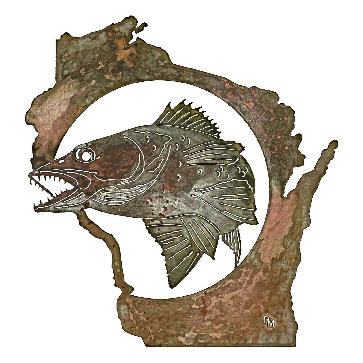 Metal Walleye Sign - Wisconsin