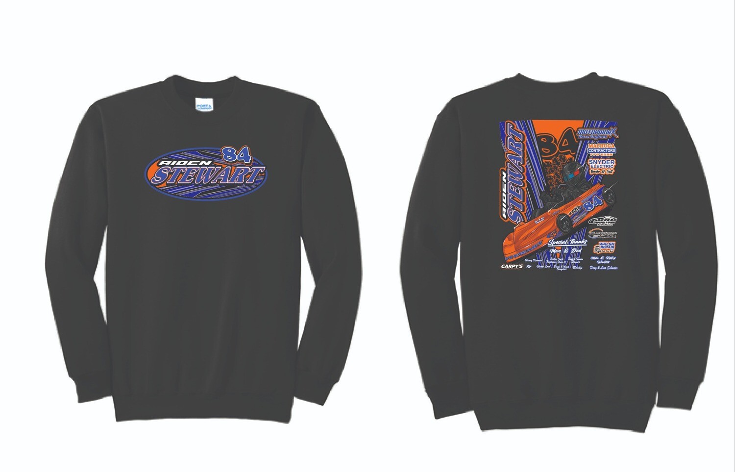 Aiden Stewart Crewneck | PC90 Black | Custom R/C Wraps | Carpy's Print Co.