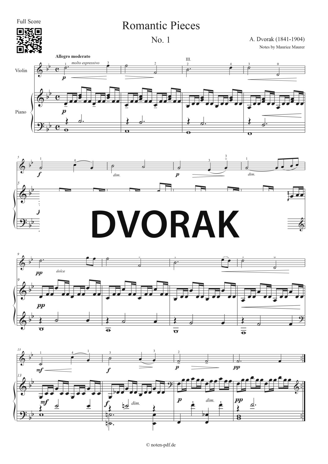 Dvorak Romantic Pieces, No. 1