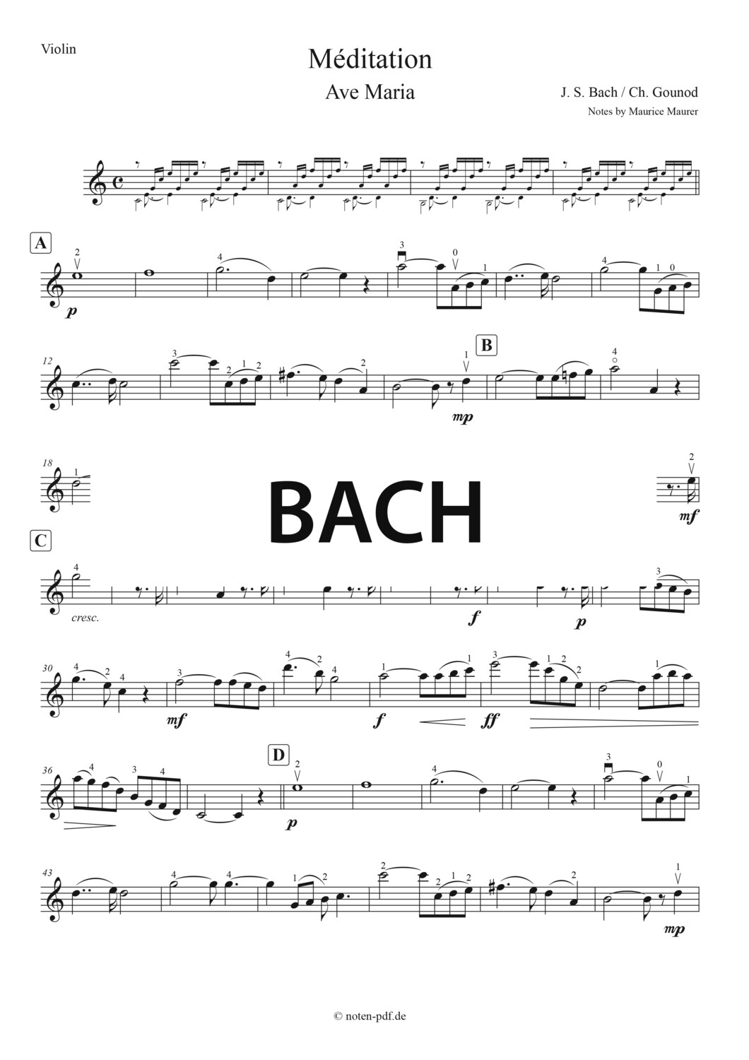 Bach / Gounod: Ave Maria (Violin Sheet Music)