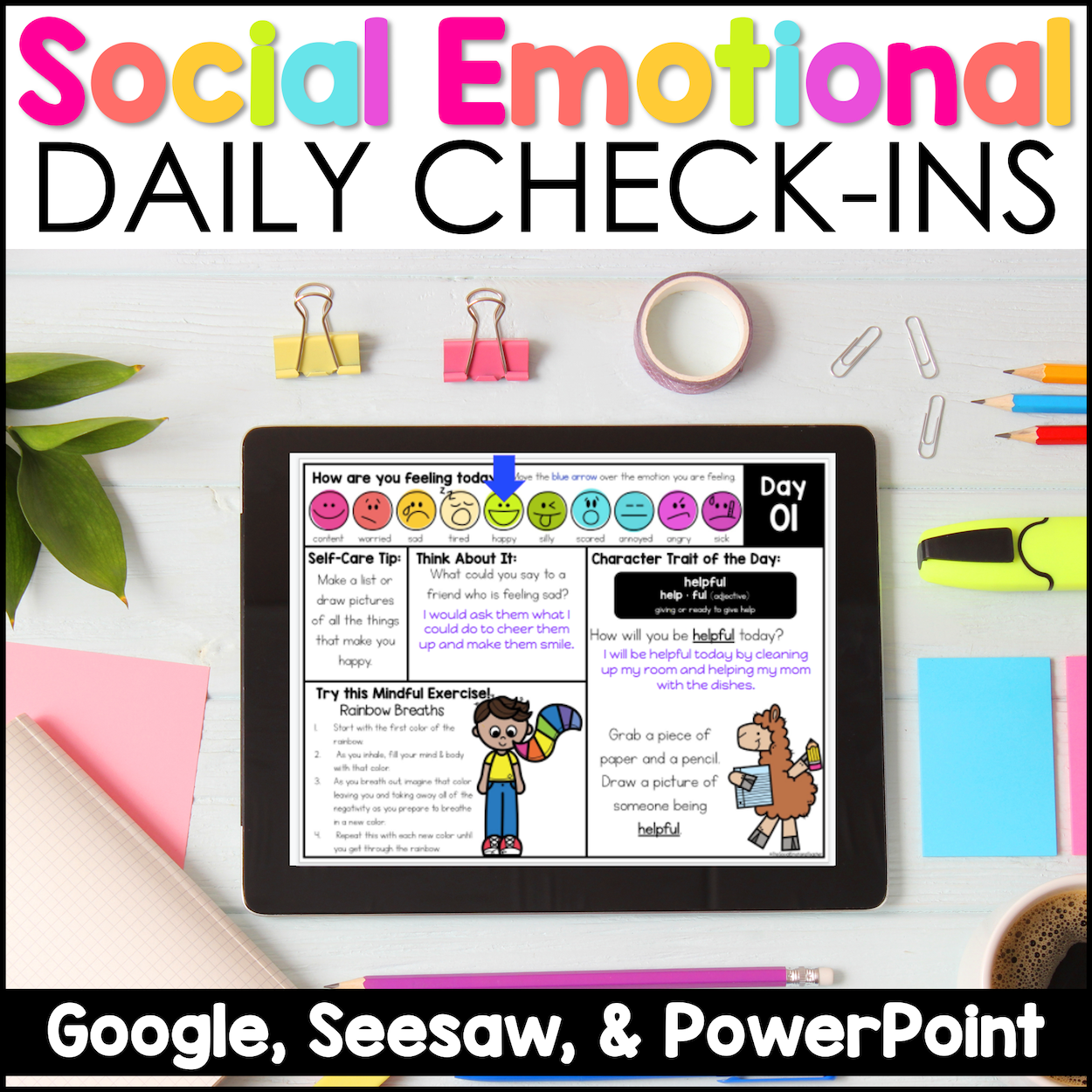 Distance Learning Social Emotional Learning Daily Check-Ins | Store ...
