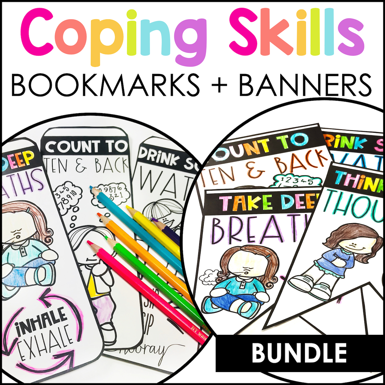 Coping Skills Bookmarks & Banners Bundle